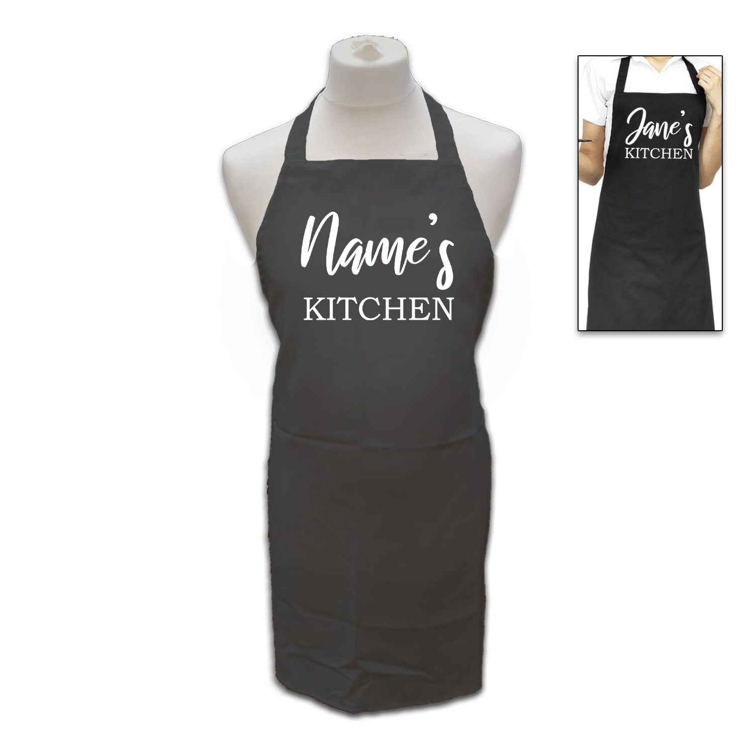 Personalised Black Apron with Name's Kitchen – Henderson's Engraving ...