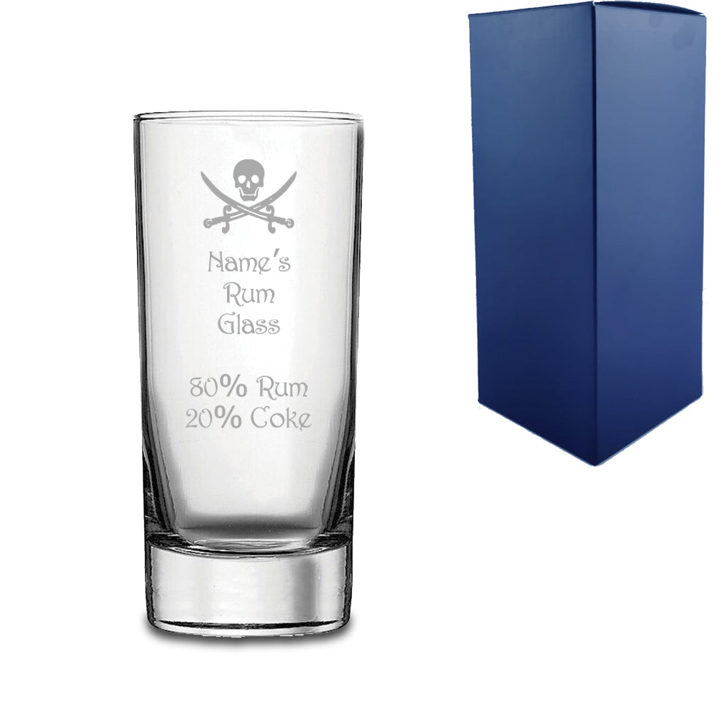 Engraved Rum Hiball Glass with Skull and Measurements Design ...